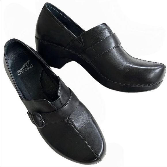 Dansko | Shoes | Dansko Clogs Black Solstice Button Slip On Split Toe ...